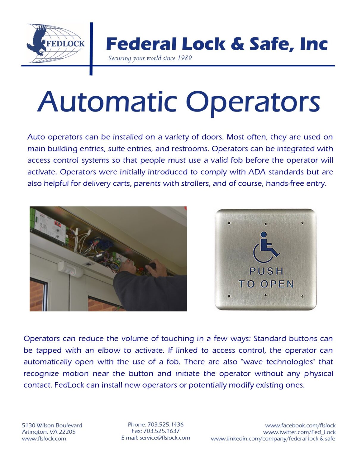 Automatic Operators | Federal Lock & Safe